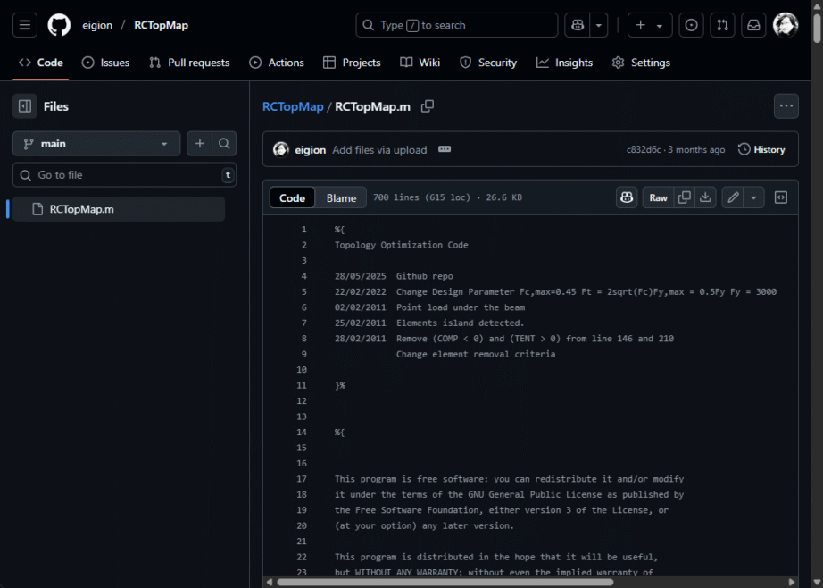 Topology Optimization of Reinforced Concrete Structure MATLAB code on GitHub – Structural Studio